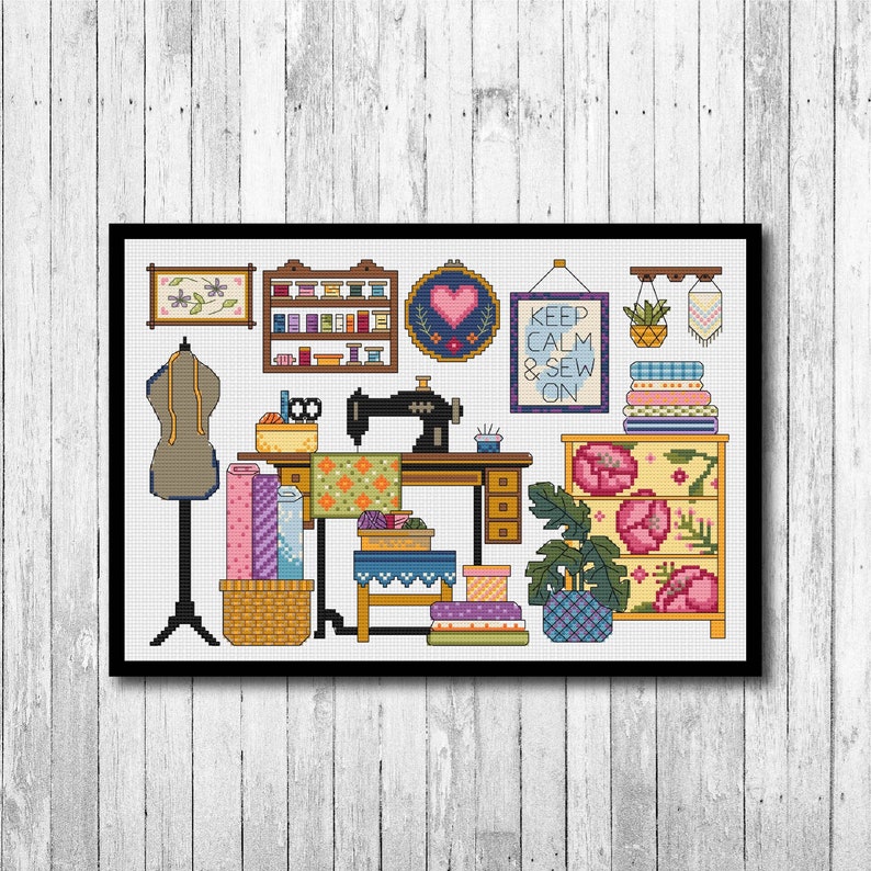 Sewing Room Cross Stitch Pattern Sewing Machine Cross Stitch Pattern ...