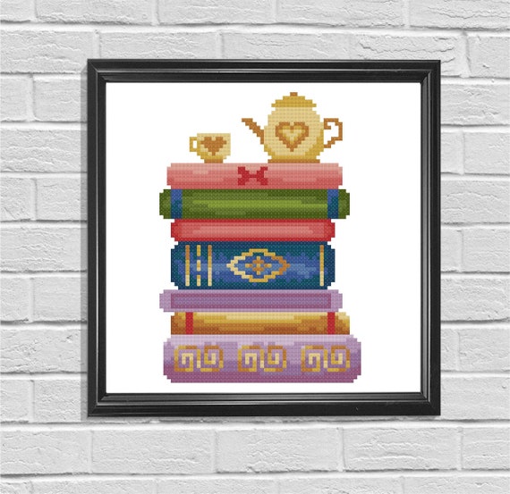 Stack of Books Cross Stitch Pattern Book Lover Cross Stitch - Etsy