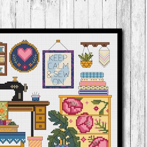 Sewing Room Cross Stitch Pattern Sewing Machine Cross Stitch Pattern ...
