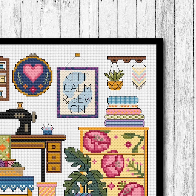 Sewing Room Cross Stitch Pattern Sewing Machine Cross Stitch Pattern ...