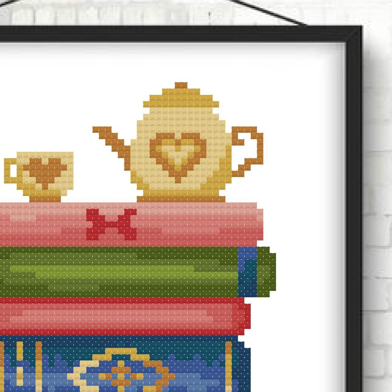 Stack of Books Cross Stitch Pattern Book Lover Cross Stitch Pattern ...