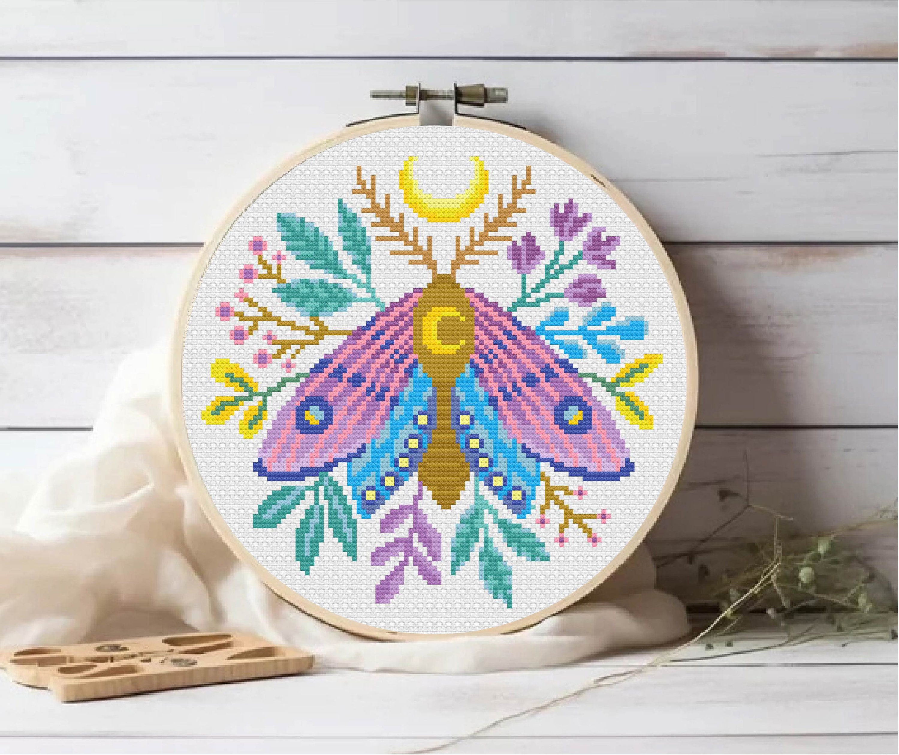 Insects Flower Cross Stitch Bundle Moth Cross Stitch Pattern Insects ...