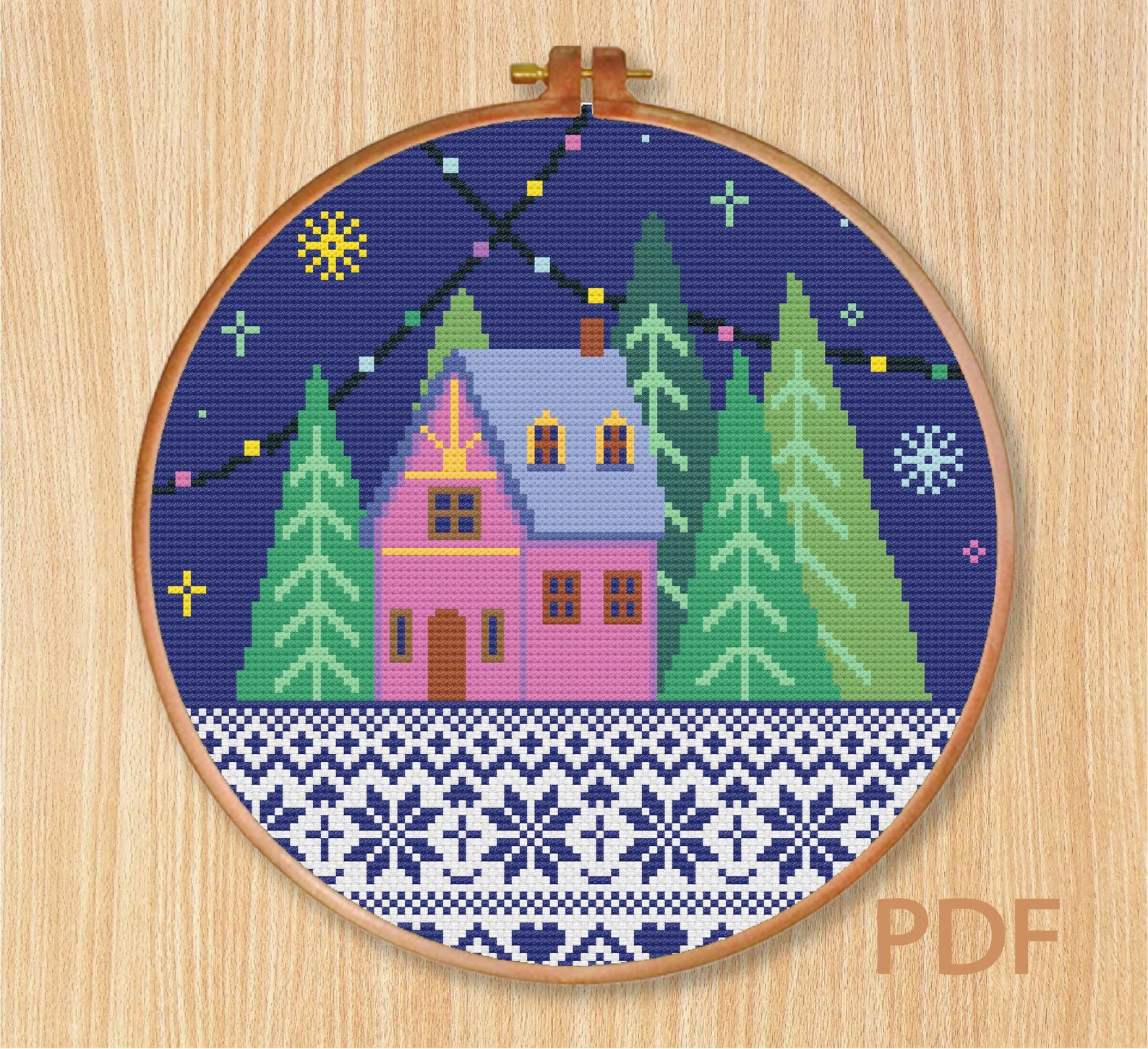 Winter Cross Stitch Pattern Snow Scandinavian Cross Stitch Snowflakes ...