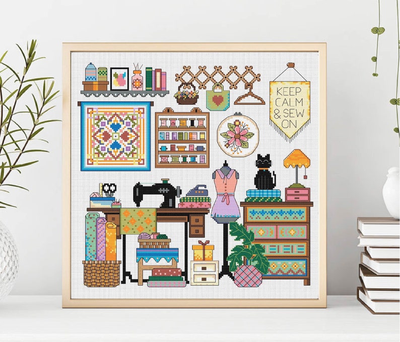 Sewing Room Cross Stitch Pattern Sewing Machine Cross Stitch Pattern ...