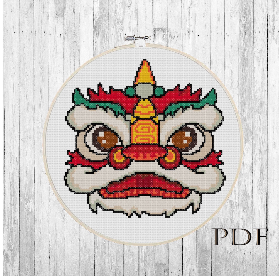 Lion Dance Cross Stitch Pattern Chinese New Year Cross Stitch - Etsy