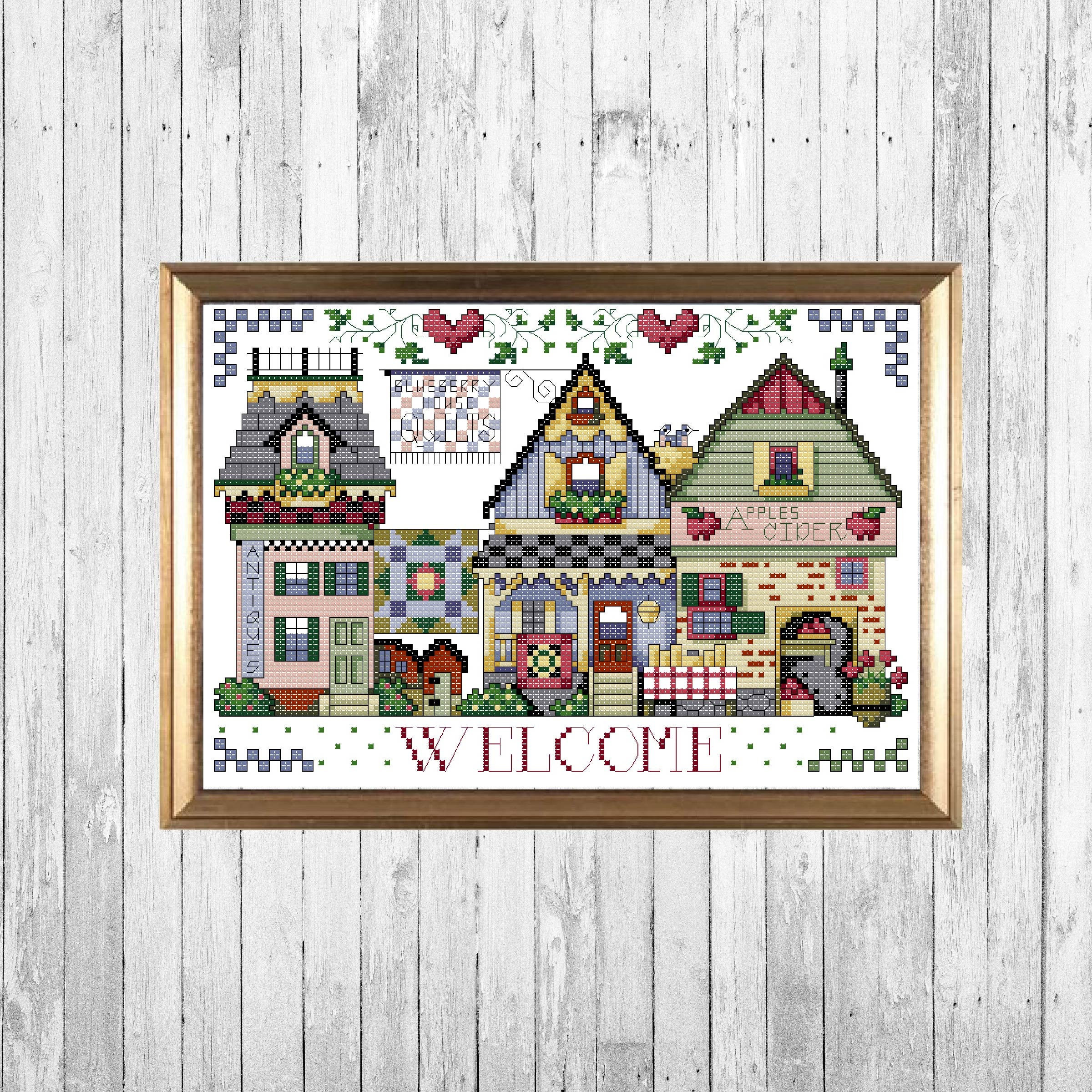 Welcome Home Cross Stitch Pattern Vintage Cross Stitch Pattern House X ...