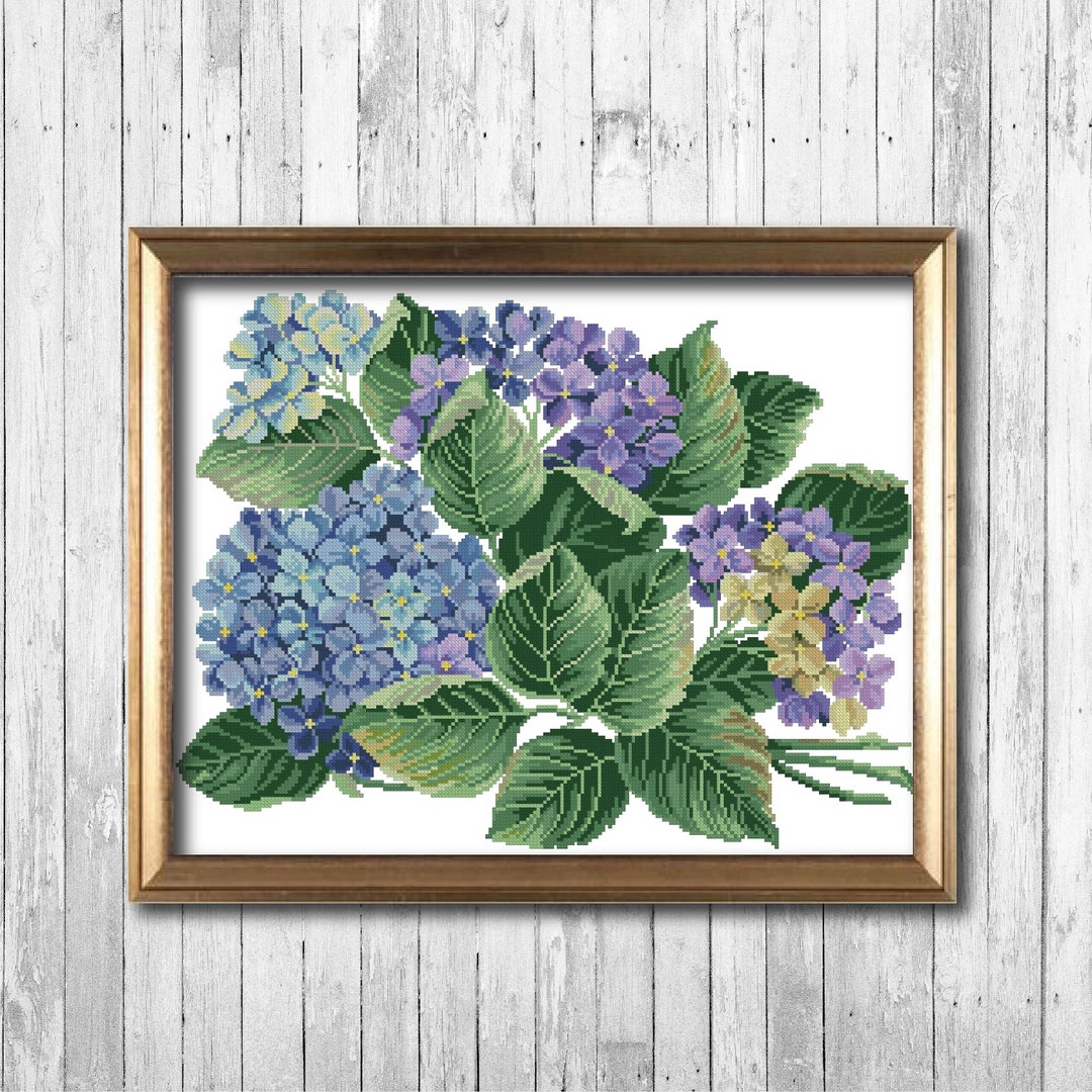 Hydrangea Cross Stitch Pattern Modern Cross Stitch Pattern Spring X ...