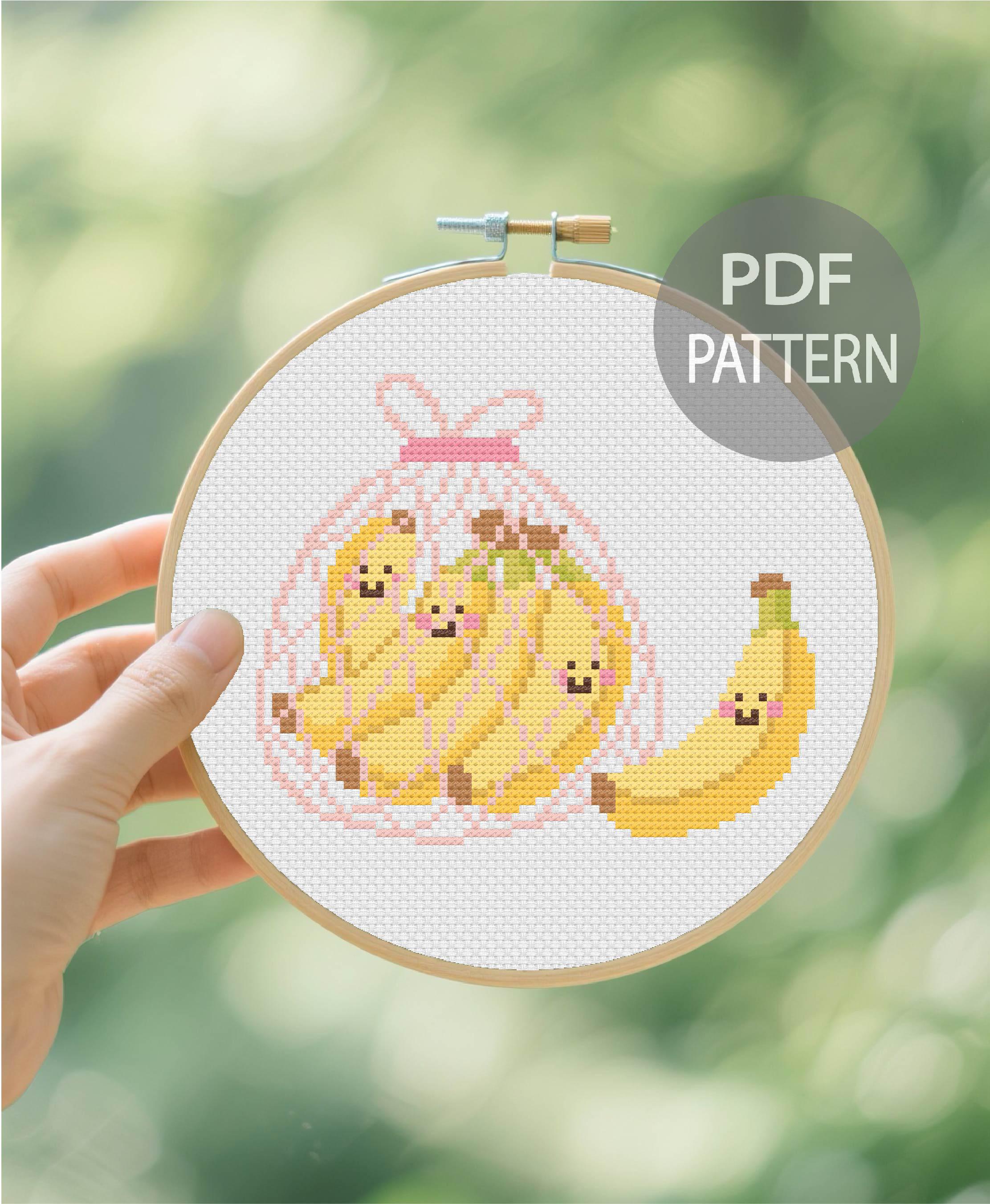 Banana Cross Stitch Pattern Kawaii Cross Stitch Pattern Funny Cross ...