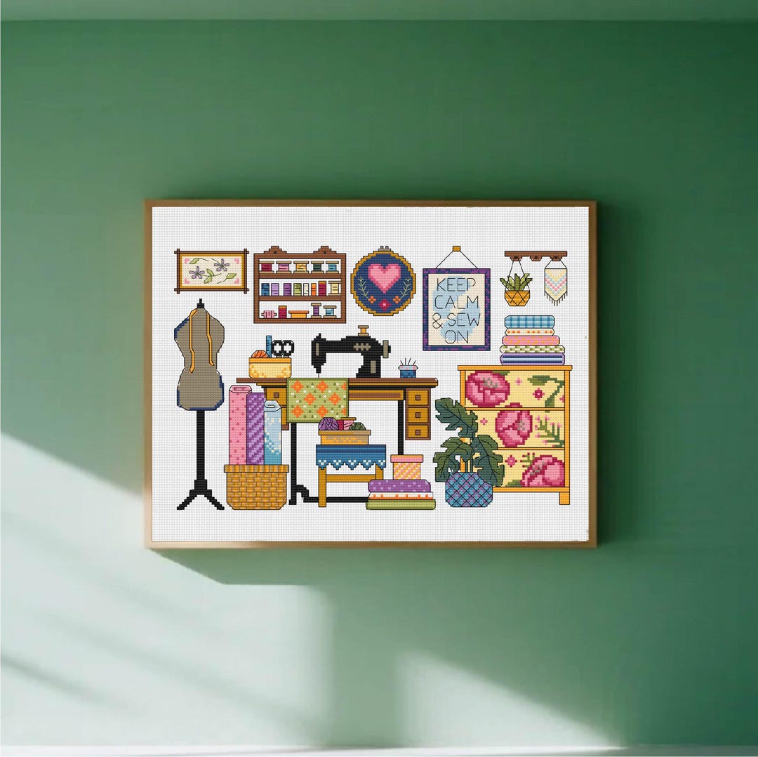 Sewing Room Cross Stitch Pattern Sewing Machine Cross Stitch Pattern ...