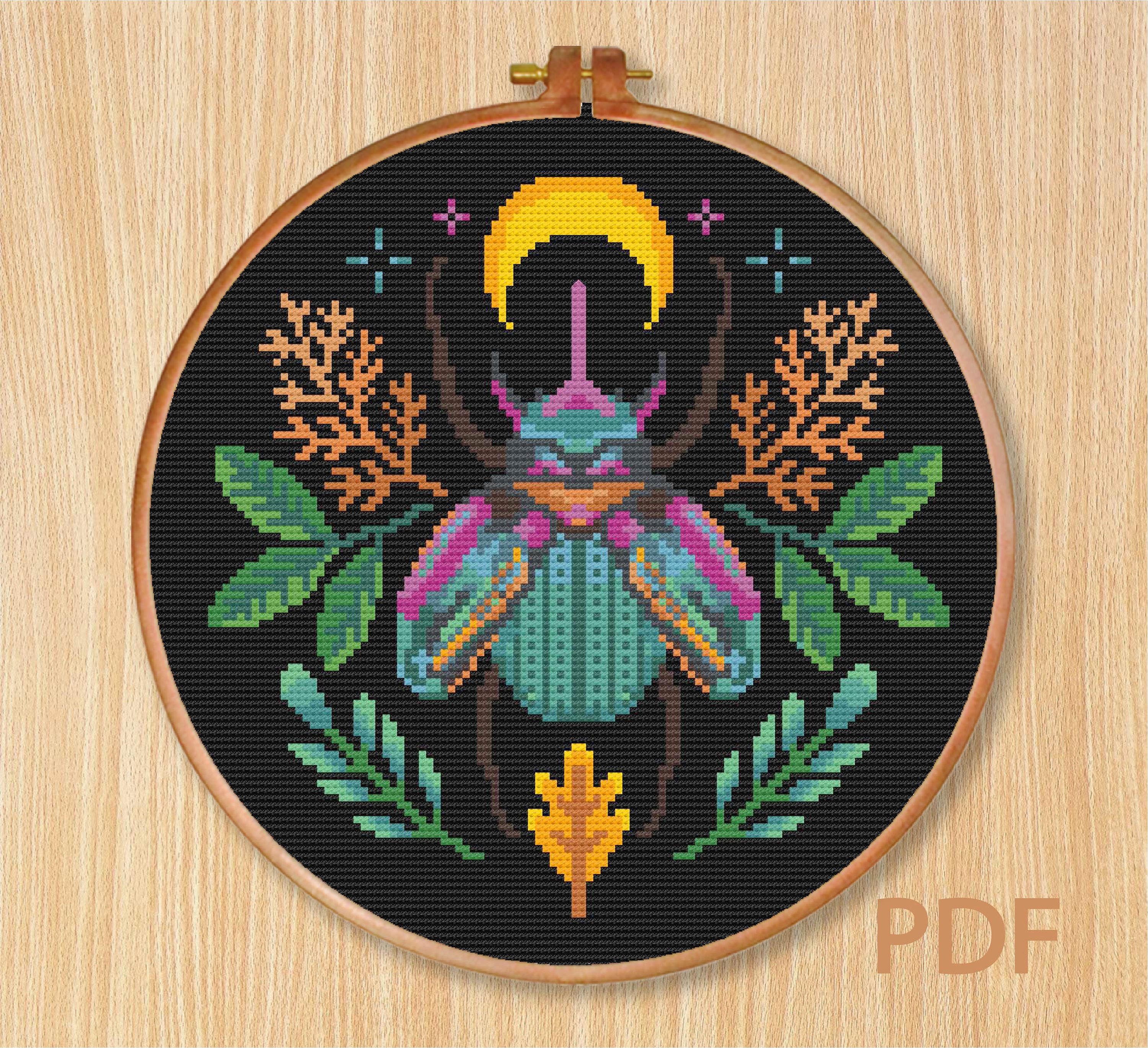 Beetle Cross Stitch Pattern Beetle Plant Cross Stitch Pattern Modern ...