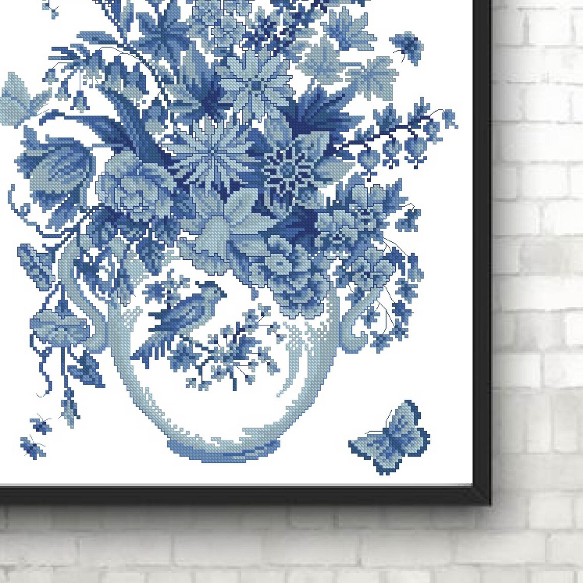 Blue Flower Cross Stitch Pattern Blue Cross Stitch Pattern | Etsy