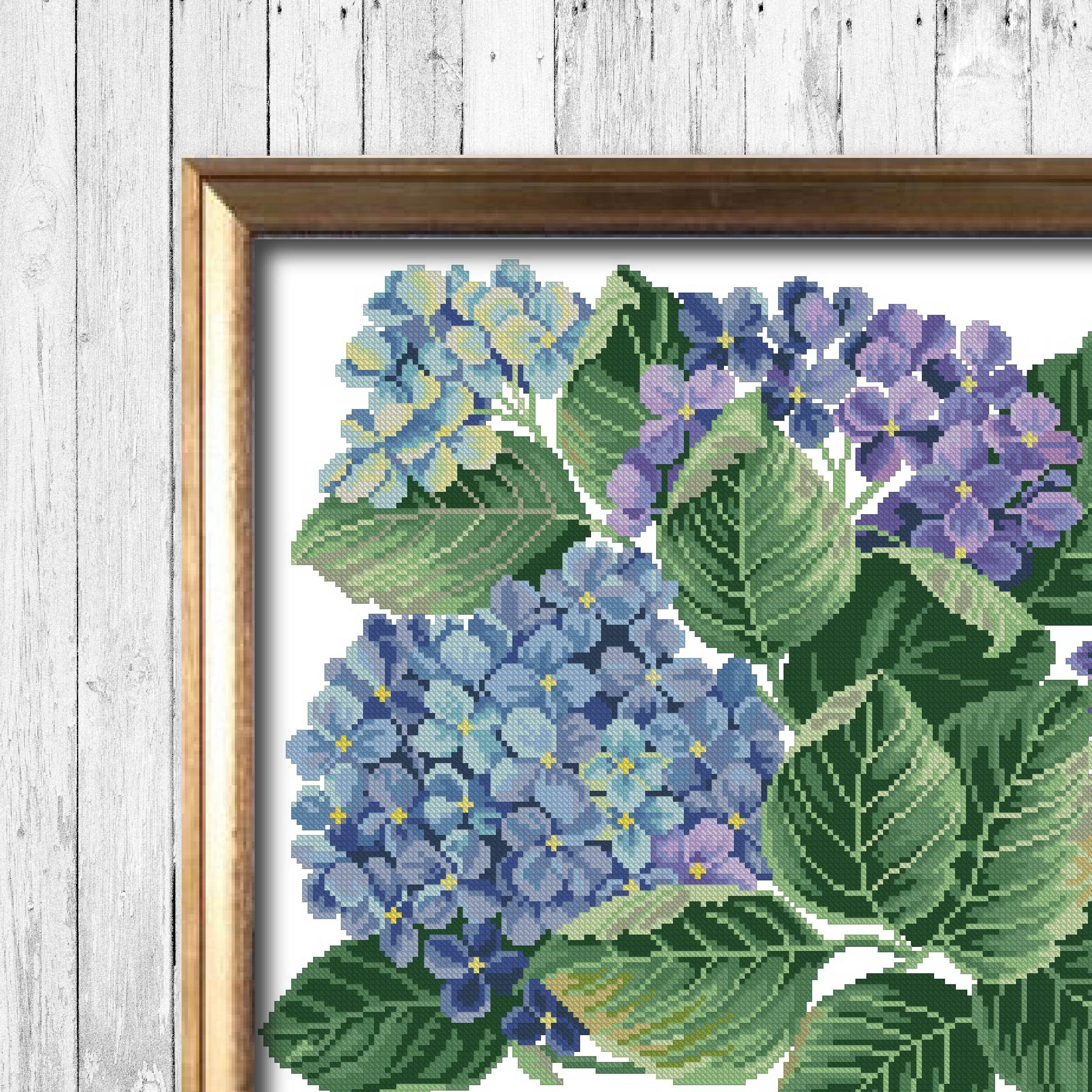 Hydrangea Cross Stitch Pattern Modern Cross Stitch Pattern - Etsy