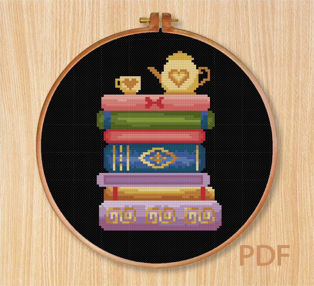 Stack of Books Cross Stitch Pattern Book Lover Cross Stitch - Etsy
