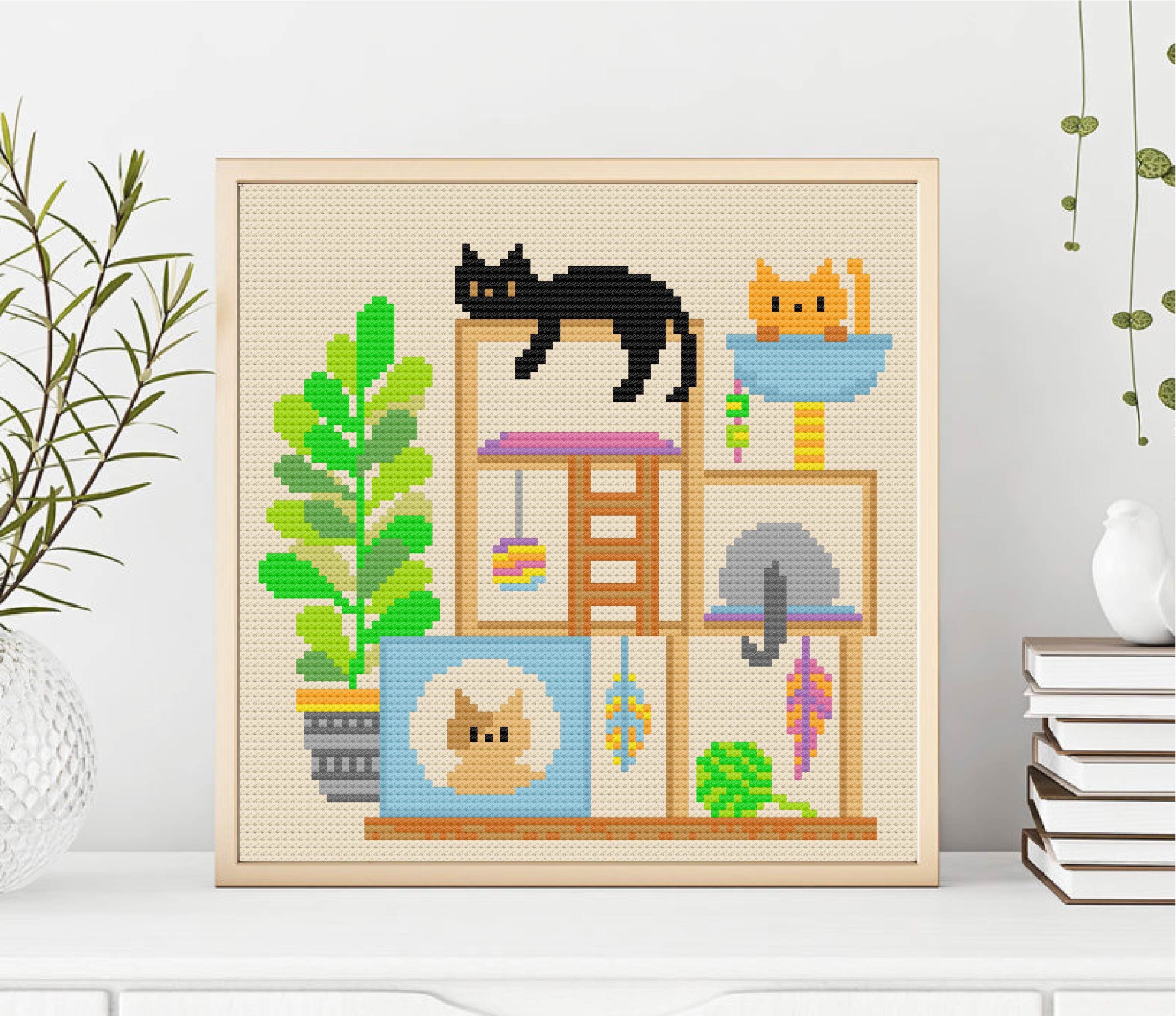 Cats Cross Stitch Pattern Black Cat Cross Stitch Cute Cat Cross Stitch ...