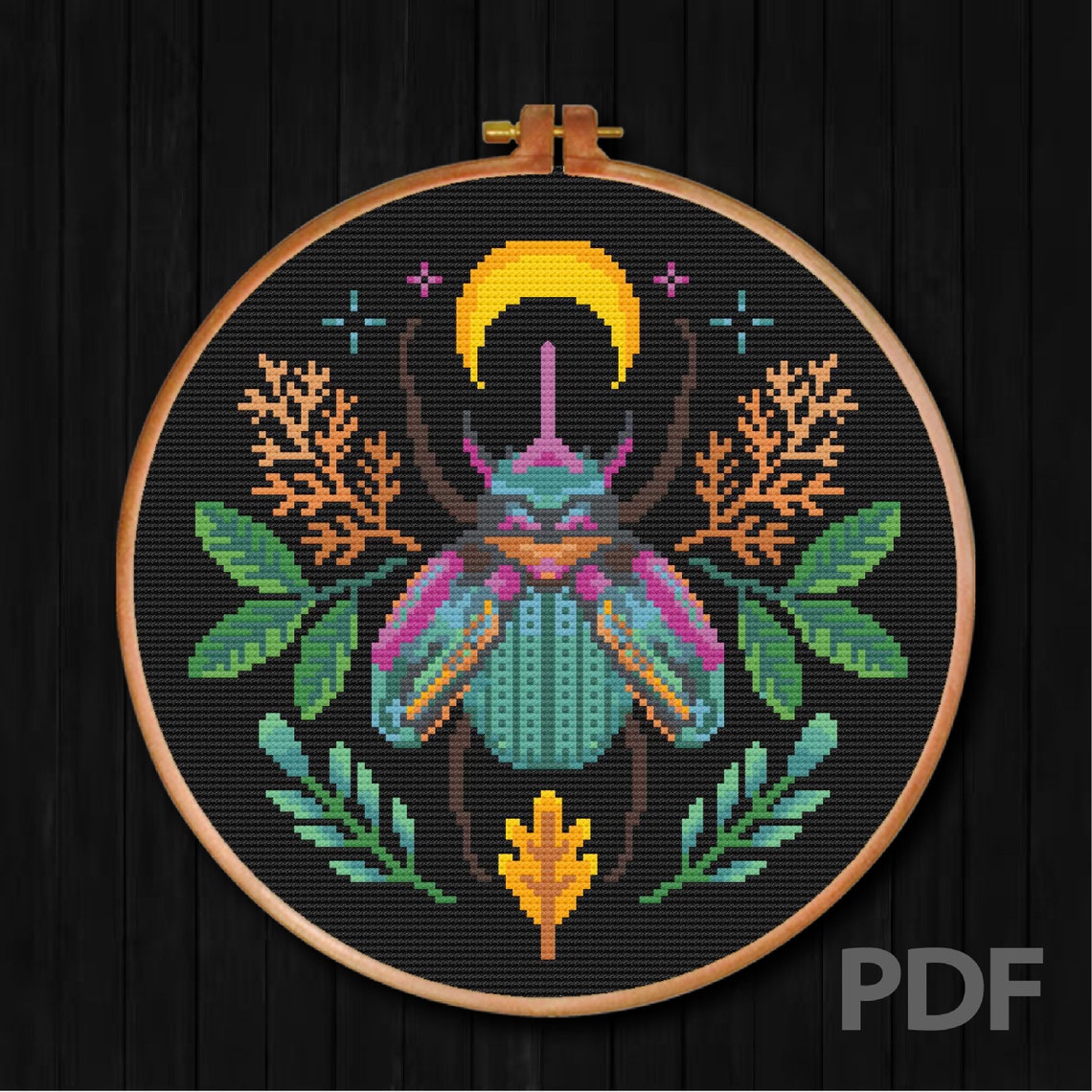 Beetle Cross Stitch Pattern Beetle Plant Cross Stitch Pattern Modern ...