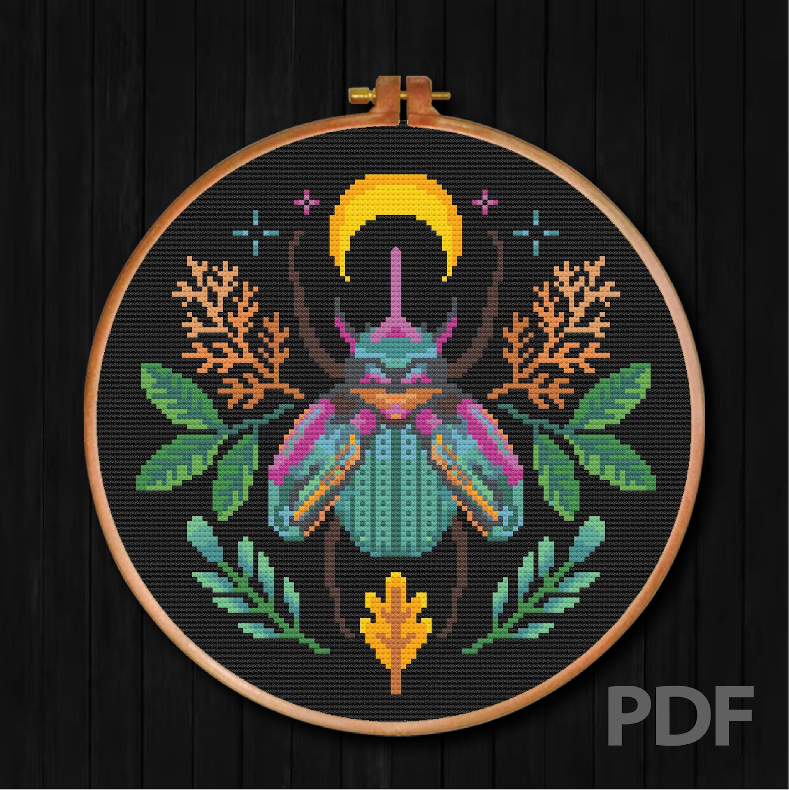 Beetle Cross Stitch Pattern Beetle Plant Cross Stitch Pattern Modern ...