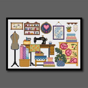 Sewing Room Cross Stitch Pattern Sewing Machine Cross Stitch Pattern ...