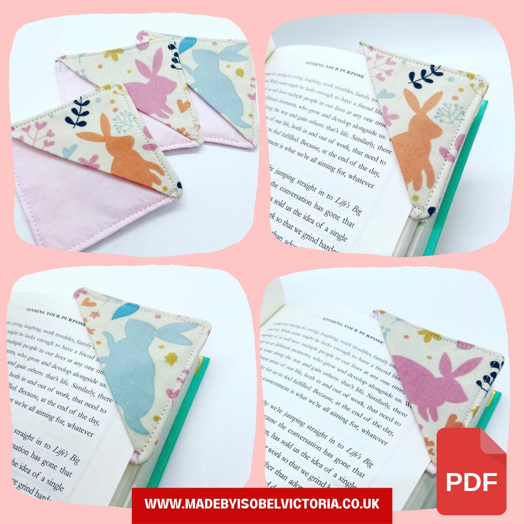 Fabric Corner Bookmark Sewing Guide Instructions // How to Sew Guides ...