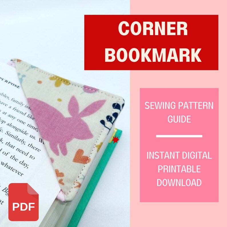 Fabric Corner Bookmark Sewing Guide Instructions // How to Sew Guides Beginner-friendly Sewing ...