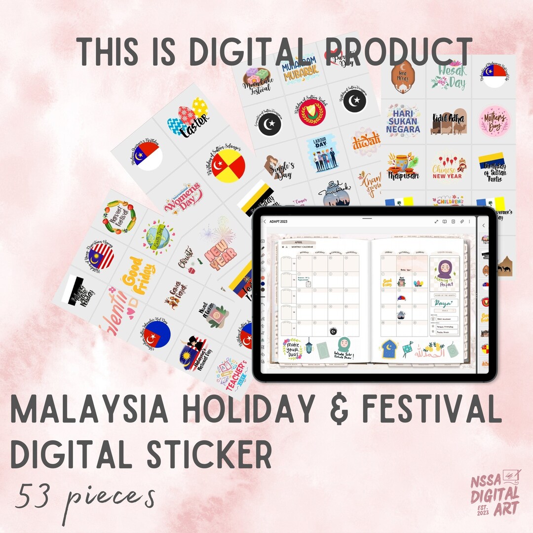 Malaysian Holiday Digital Stickers for Goodnotes, Samsung Notes (PNG ...