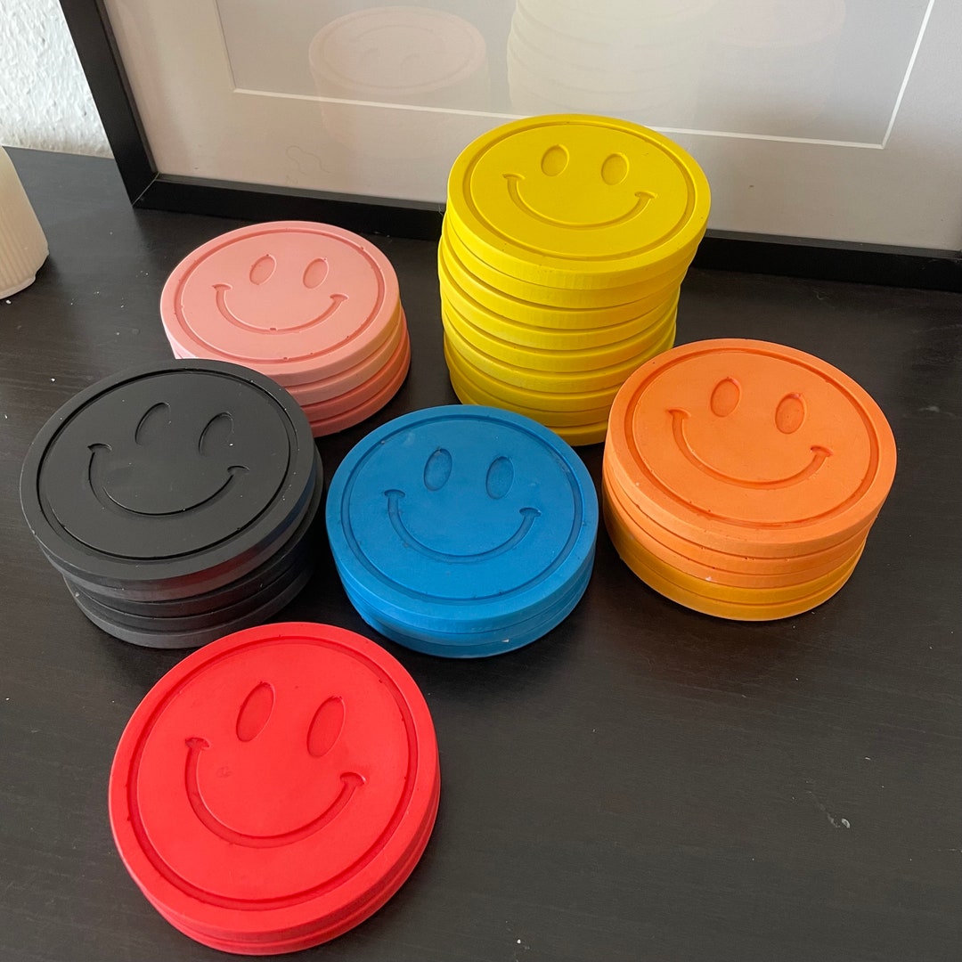 Smiley Coasters Handmade With Jesmonite, Jewelry Tray, Resin Coaster ...