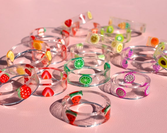 Cute Fruit Rings Handmade Fruity Ring Fruit Ring Fruit - Etsy UK