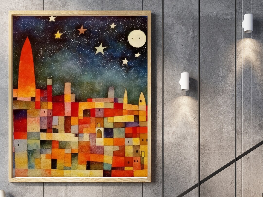 Nightsky Cityscape in the Style of Paul Klee Poster Surreal Bauhaus ...