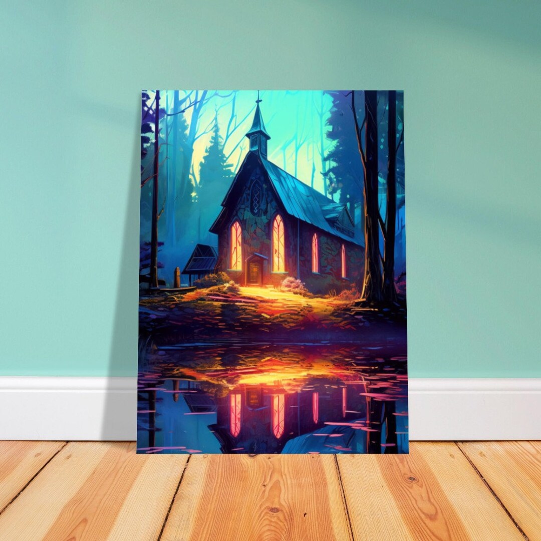 Gothic Cathedral Dark Occult Poster Retro Fantasy Art Medieval ...