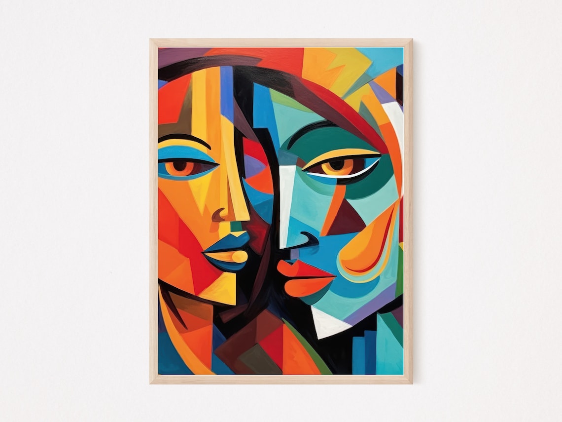 Pablo Picasso Inspired Cubist Figures Unframed Poster Absurdist ...