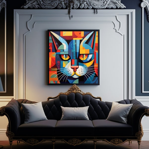 Modern Cat Art - Etsy