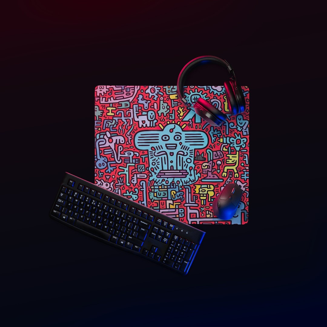 Keith Haring Pop Art Gaming Mouse Pad, Graffiti Doodle Art Desk Mat ...