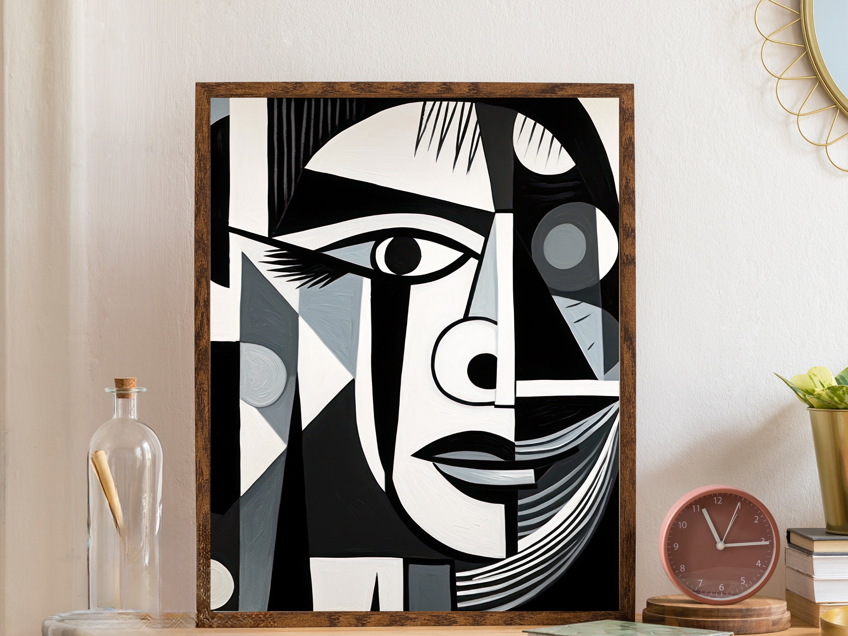 Black and White Pablo Picasso Inspired Cubist Figures Poster Absurdist ...