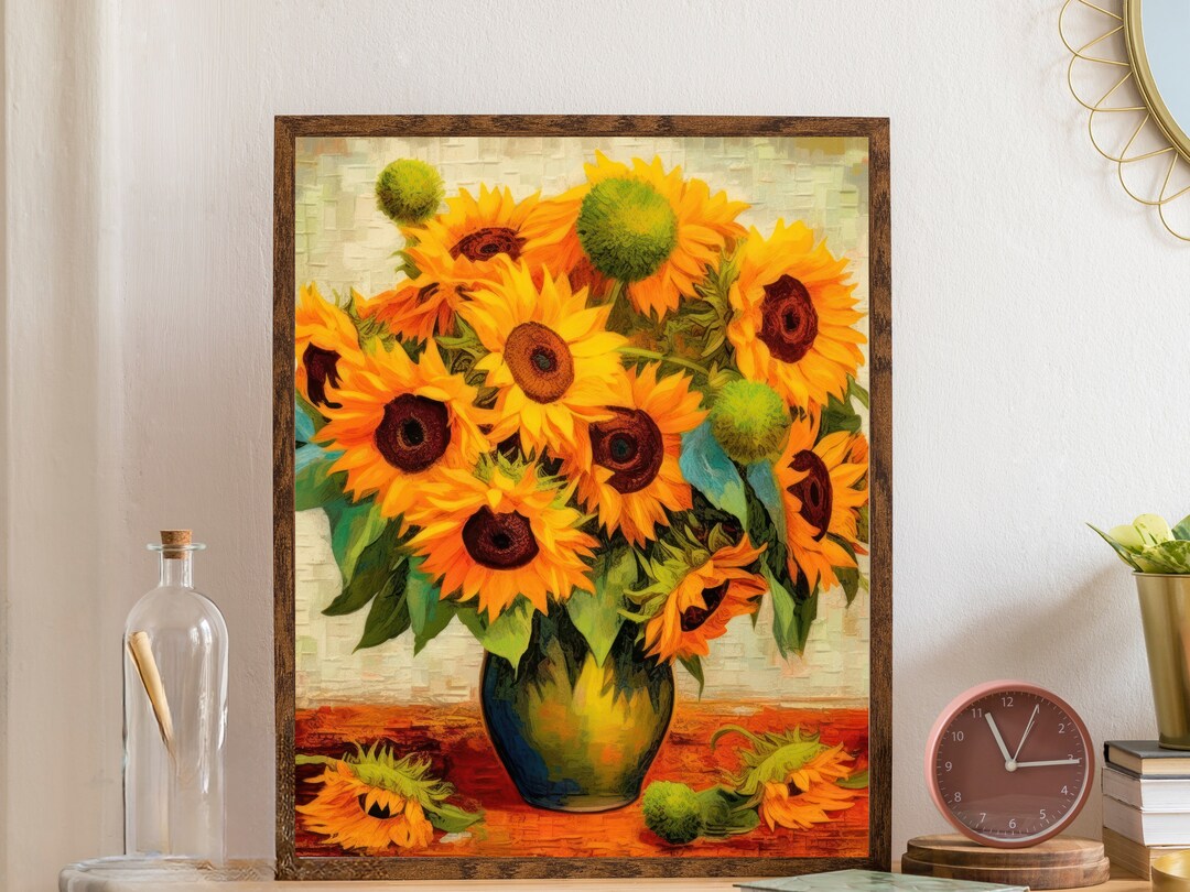 Van Gogh Inspired Sunflowers Botanical Poster Flower Lover Wall Art ...