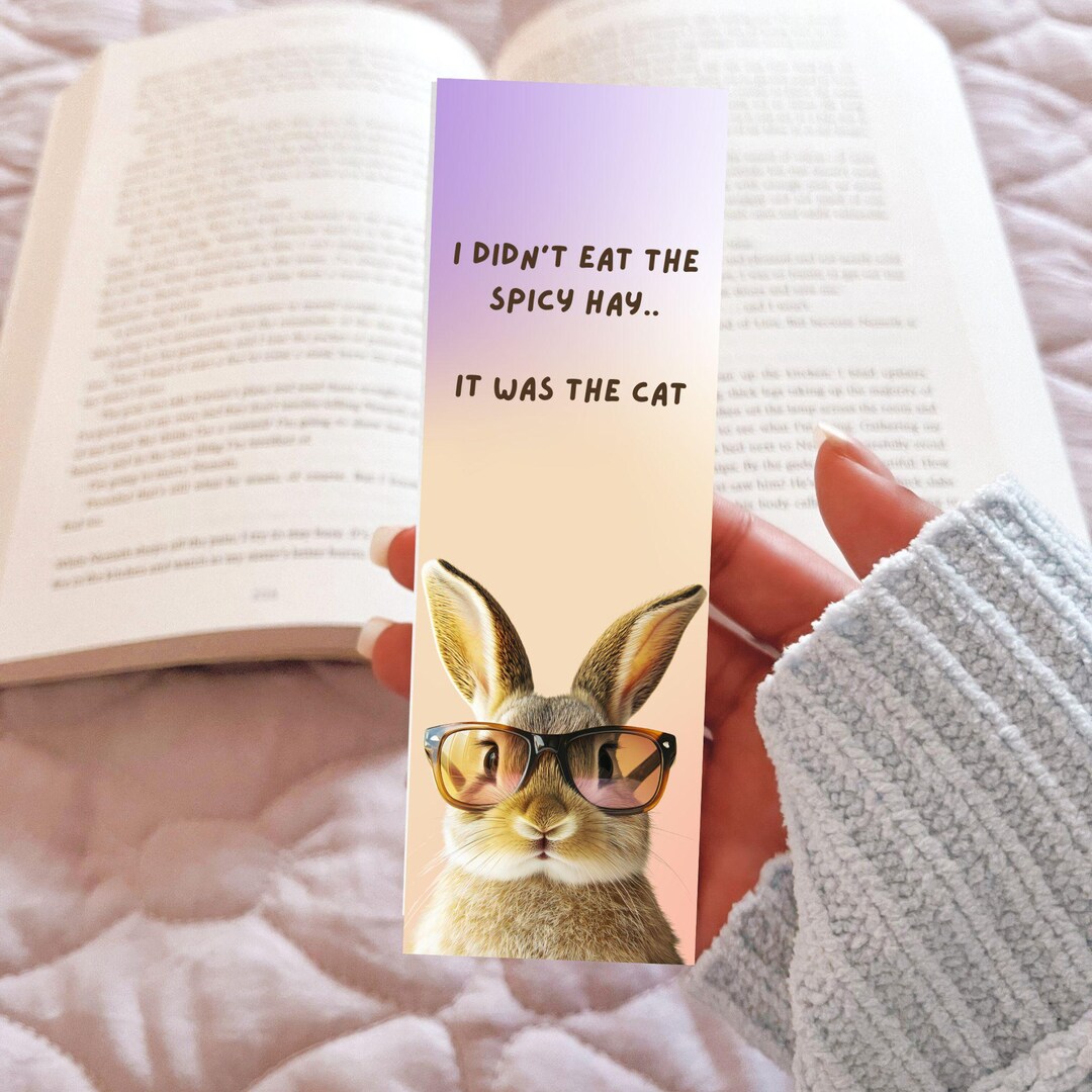 Rabbit Bookmark Laminated Bookmark, Bookmark, Page Saver, Reading Gift ...