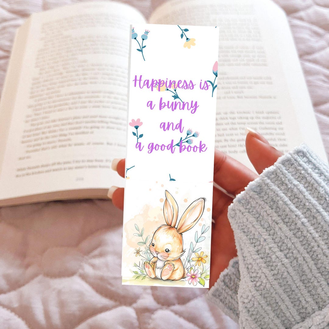 Rabbit Bookmark Laminated Bookmark, Bookmark, Page Saver, Reading Gift ...