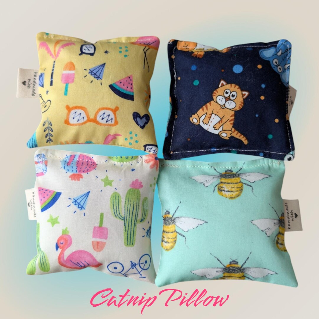 Set of 4 Catnip Filled Pouches / Pillows, Cat Toy, Catnip Toys - Etsy
