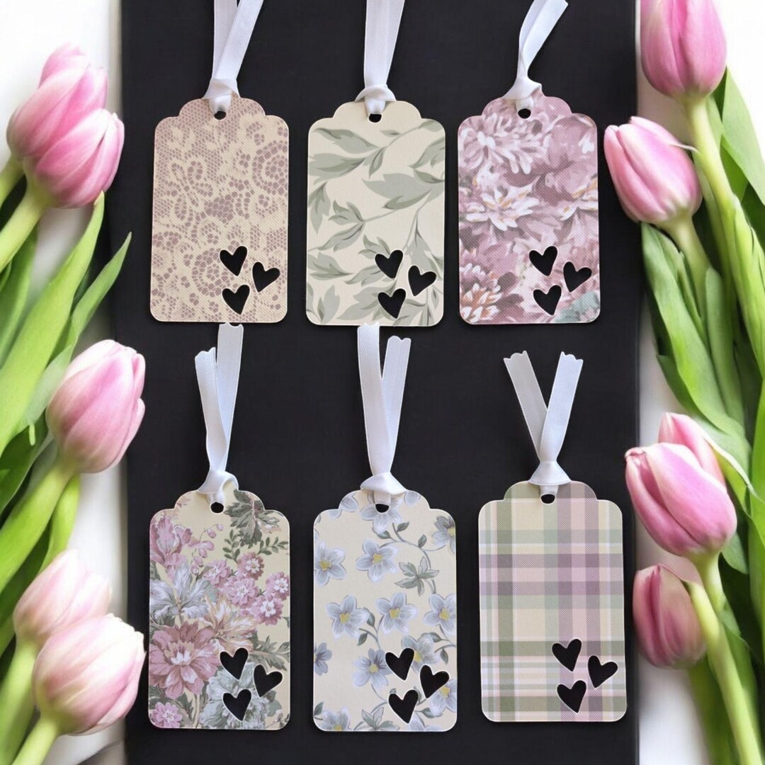 Gift Tags, Floral Tags, Mixed Gift Tags, Heart Gift Tags, 6 Gift Tags ...