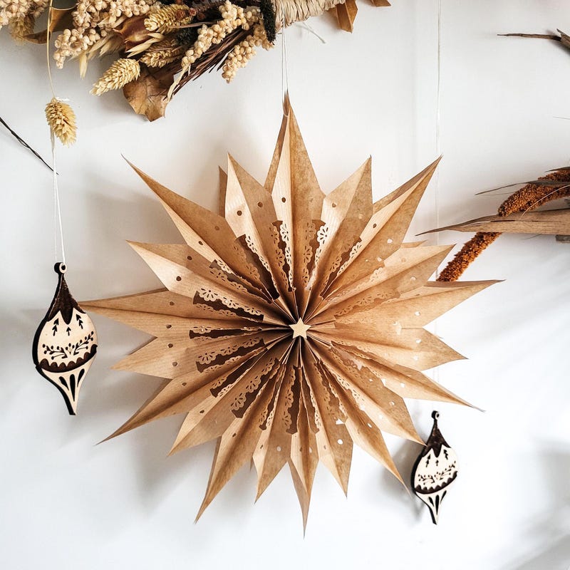 Brown Paper Star Hanging - Etsy
