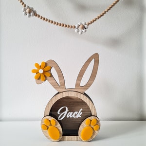 Personalised Wooden Laser Cut Bunny Money Box With Acrylic Flower ...
