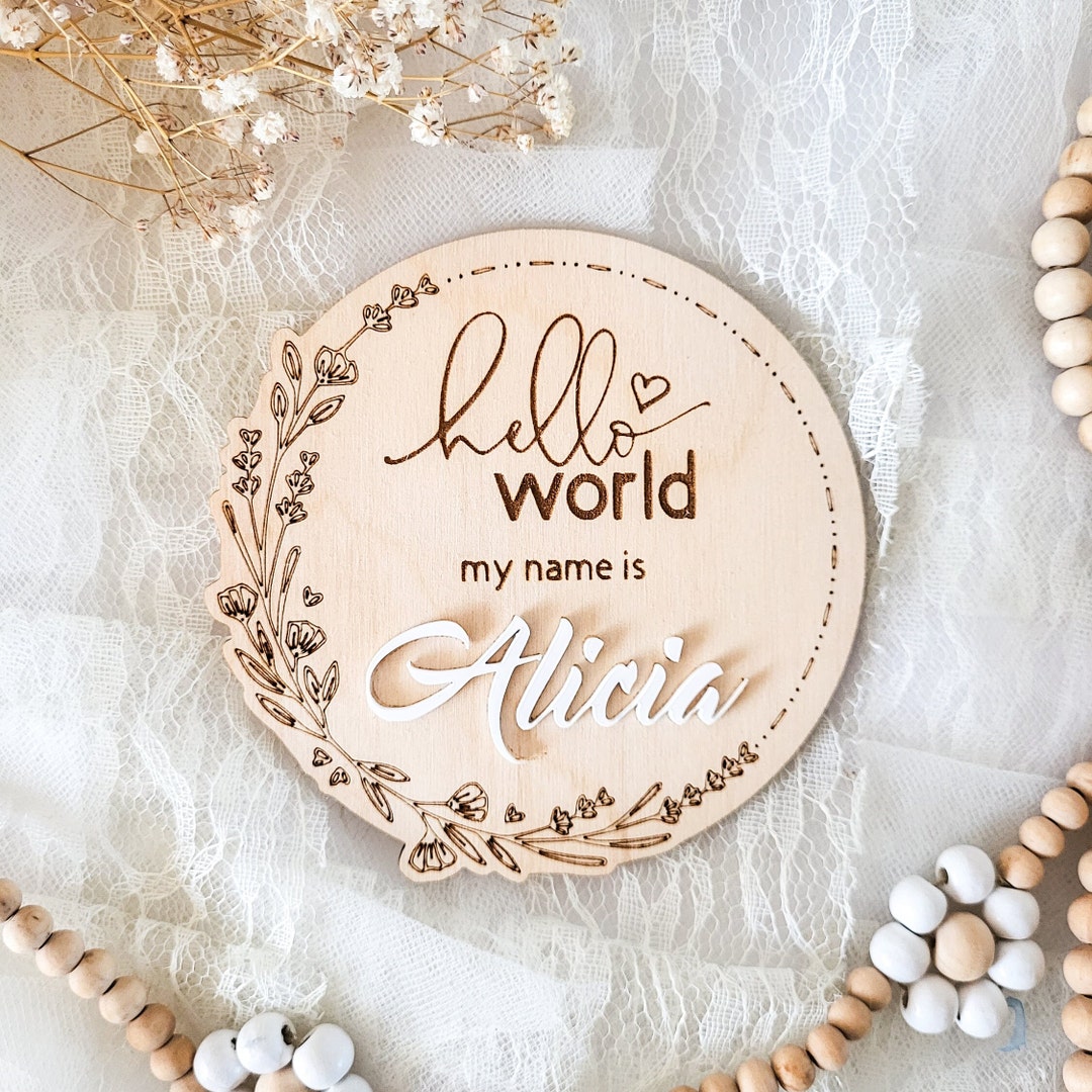 Personalised Birth Arrival, Sign Welcome to the World, Wooden Birth ...