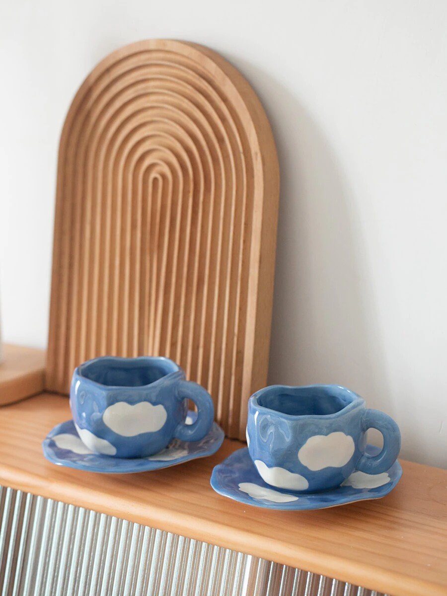 The Blue Sky White Clouds Coffee Cup With Saucer Tea Cup Tea - Etsy