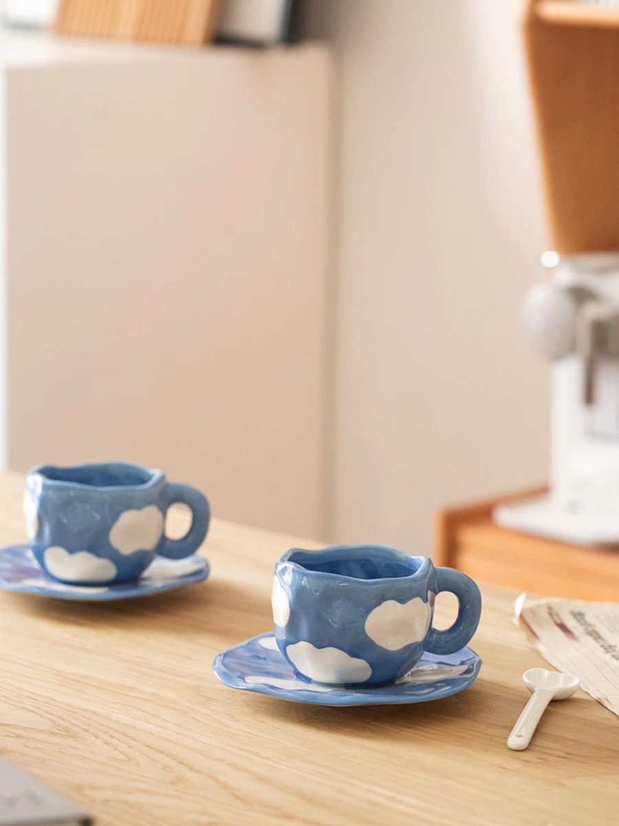 The Blue Sky White Clouds Coffee Cup With Saucer Tea Cup Tea - Etsy