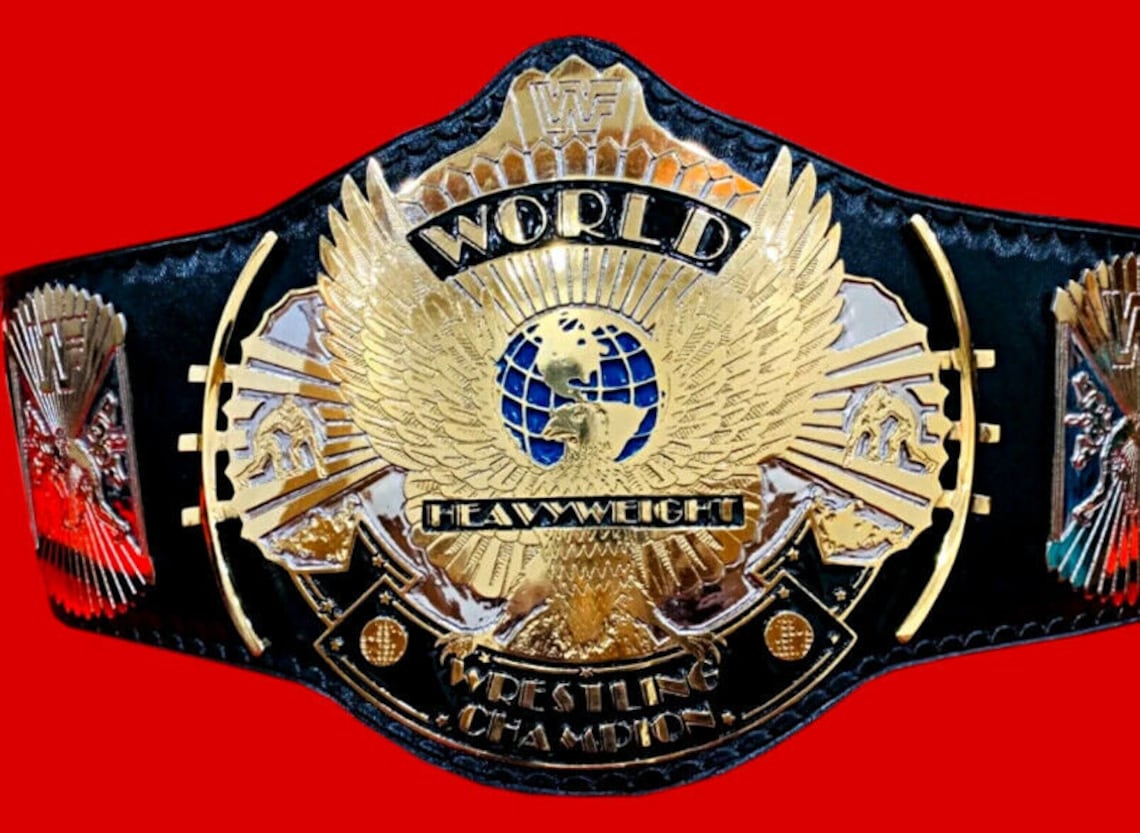WWF CLASSIC GOLD winged eagle championship belt adult size | Etsy