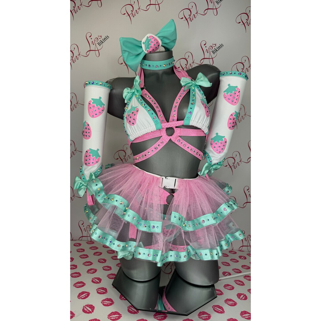Strawberry Short Cake Costume Swarovski Rave Festival Halloween - Etsy
