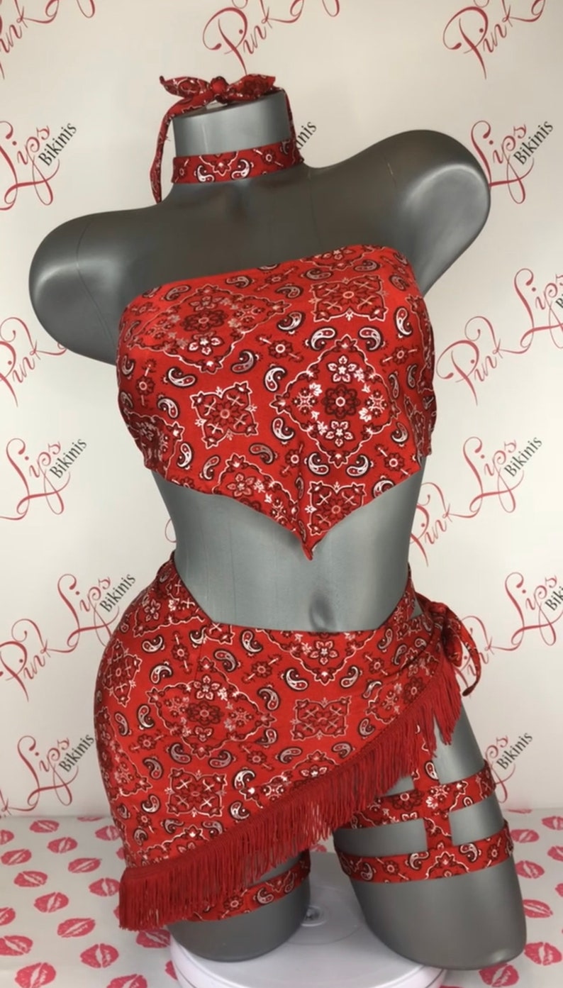 Bandana Red Costume 6 Piece - Etsy