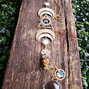 Long Boho Suncatcher, Gold Moon Suncatcher, Celestial Suncatcher ...