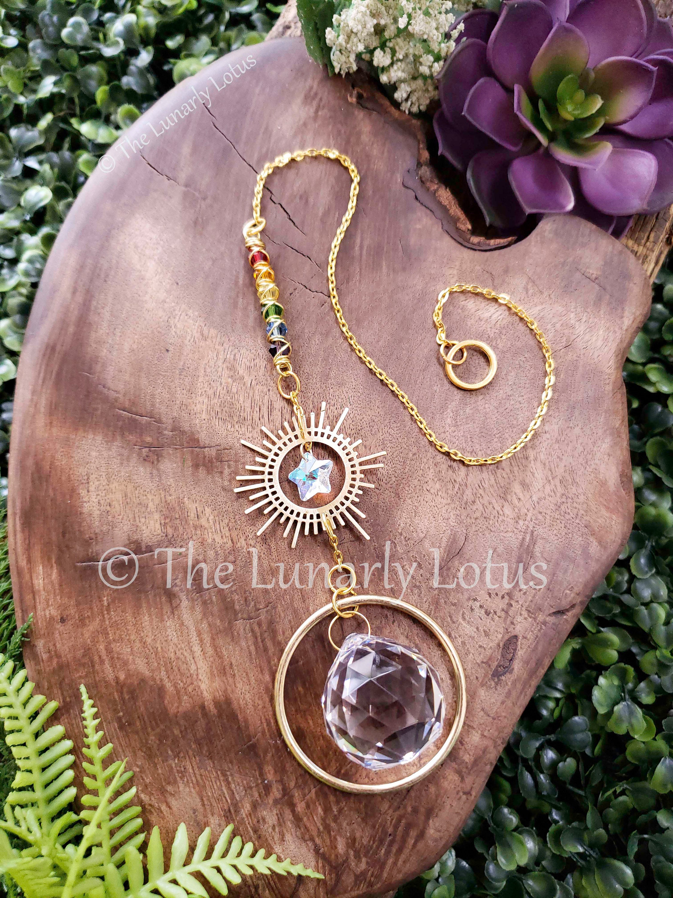 Rainbow Suncatcher, Gold Window Decor, Handmade Suncatcher, Boho Gold ...