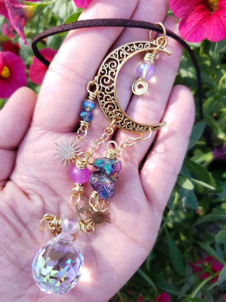 Gold Car Charm, Witchy Car Charm, Boho Car Charm, Sparkly Moon Decor ...