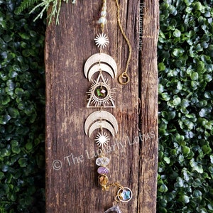 Long Boho Suncatcher, Gold Moon Suncatcher, Celestial Suncatcher ...