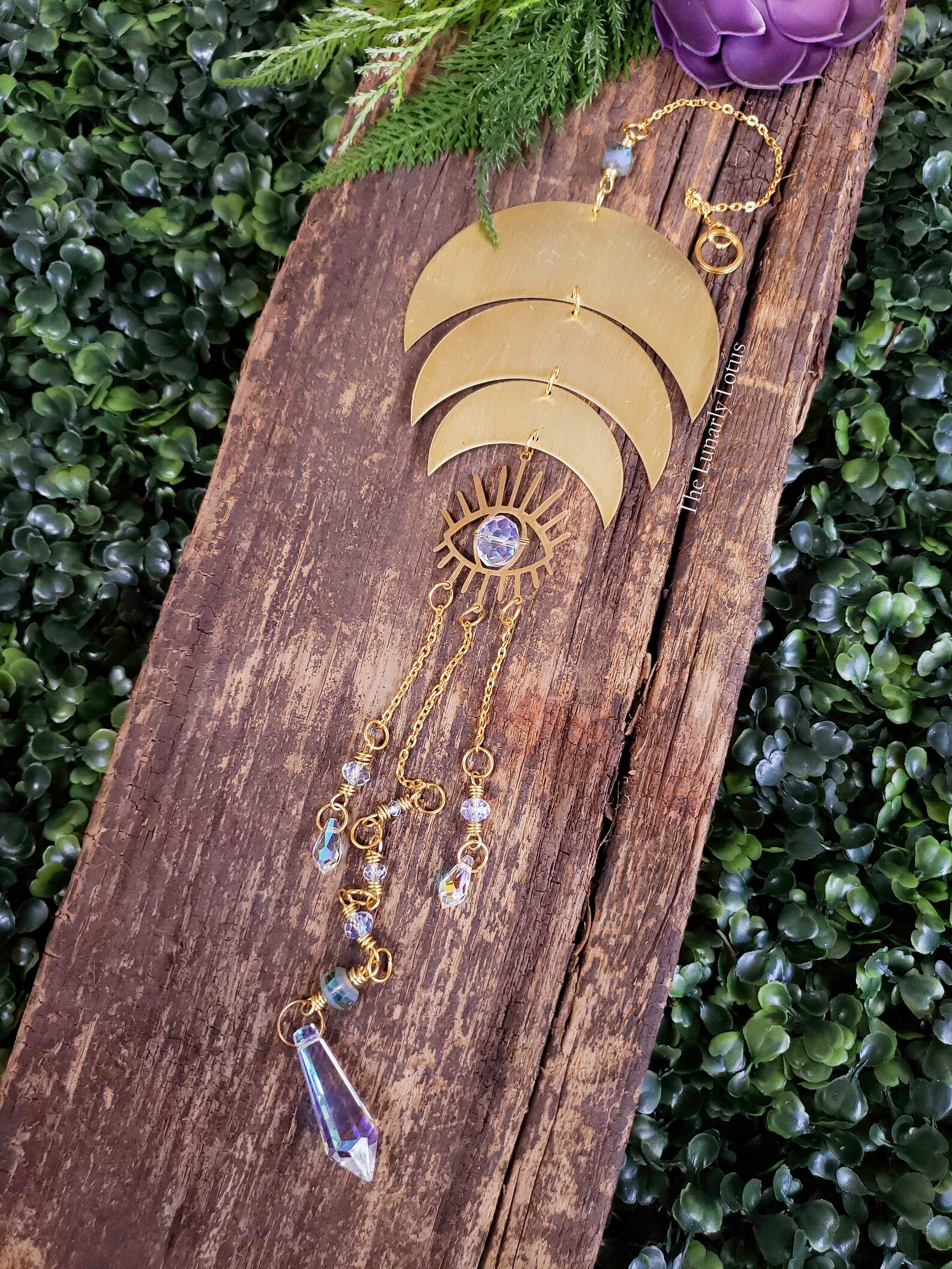 Moon Suncatcher Evil Eye Suncatcher Brass Suncatcher Boho | Etsy